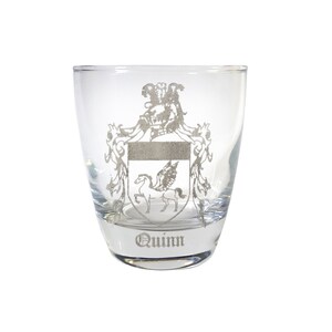 Quinn Irish Family Coat of Arms Clear Lowball Rocks Glass 10oz Set of 4 ...