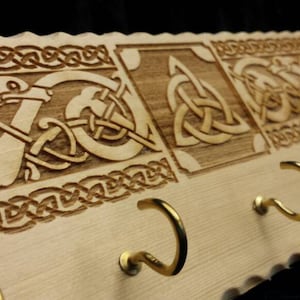 Decorative Celtic Key Hanger, Celtic Knot Wooden Wall Mounted Hook ...