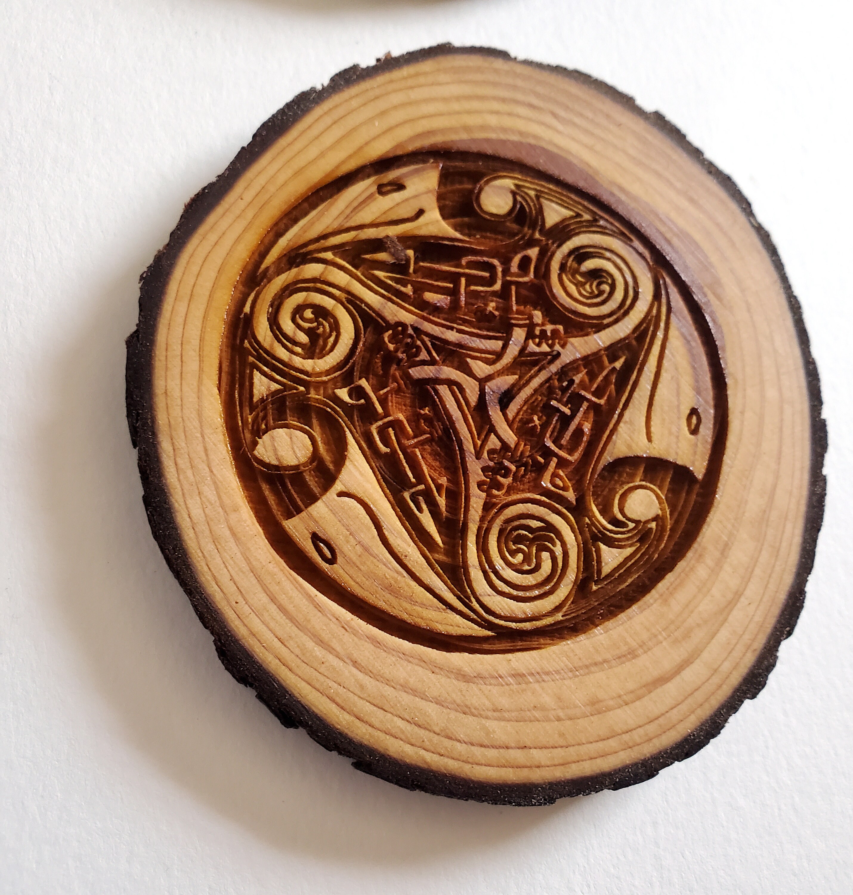 Celtic Triple Raven Triskelion Natural Wood Slice Coaster Set of 4 ...