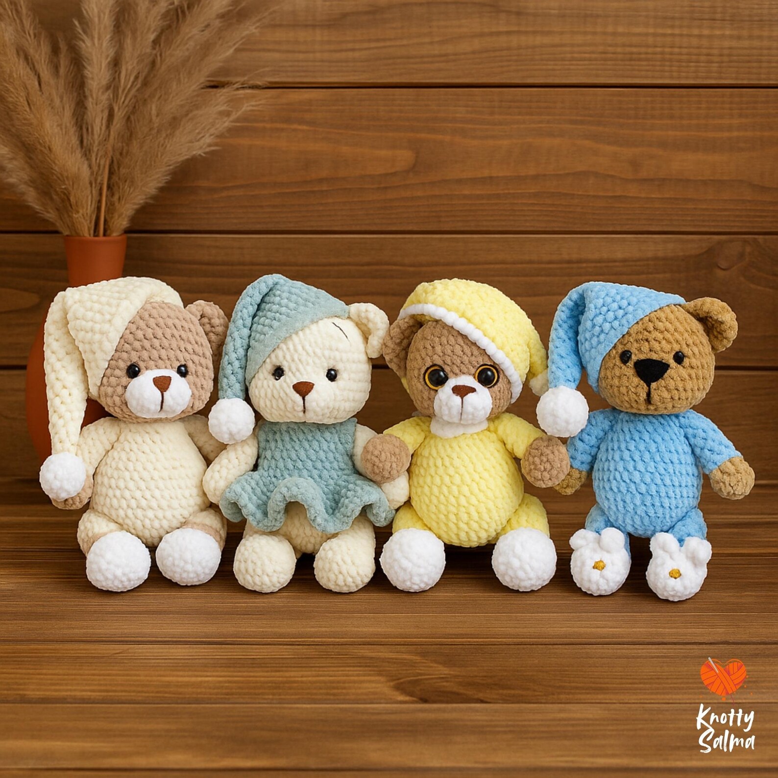 Sleepytime Bear Friends Crochet Pattern | 4in1 Amigurumi Teddy Set ...