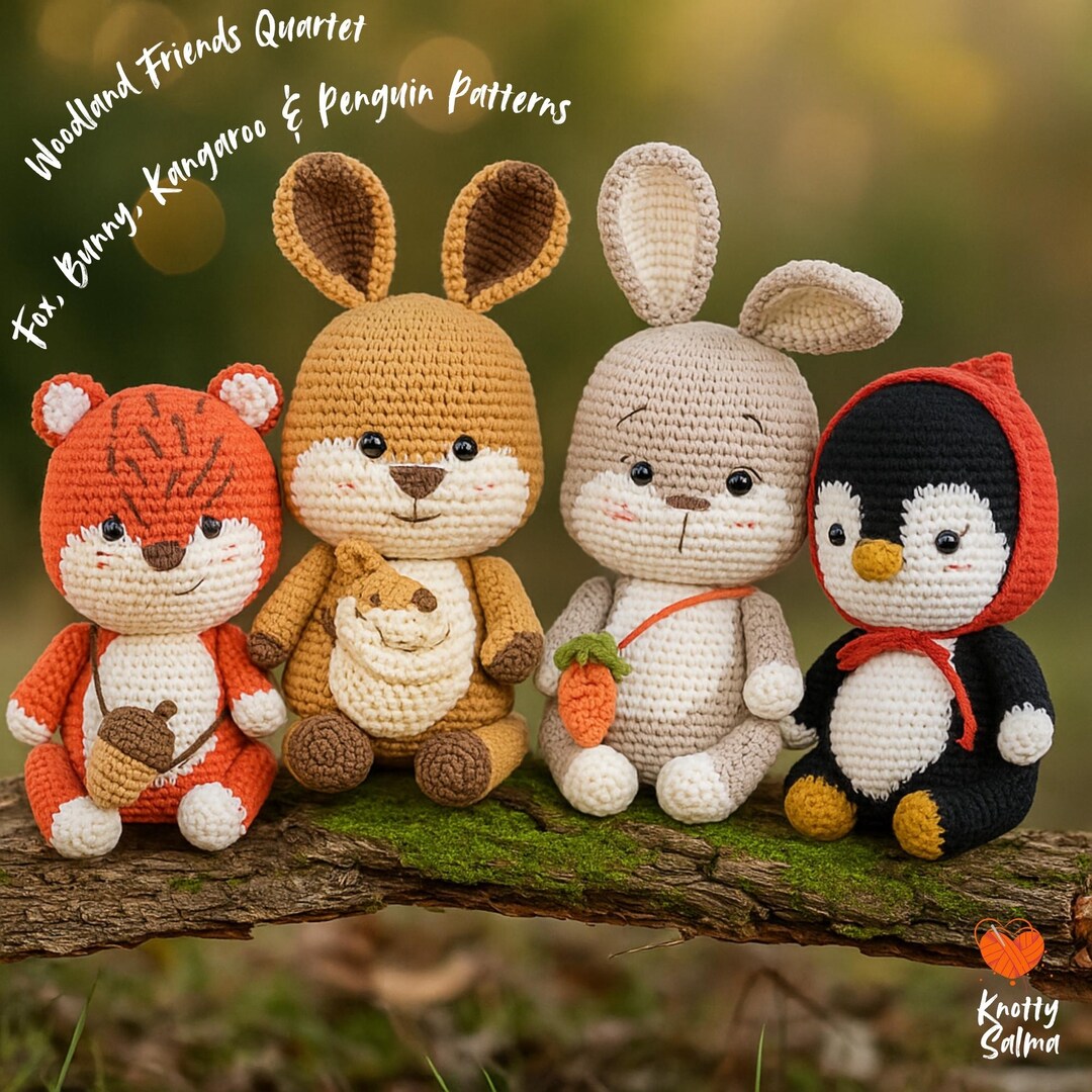 Woodland Friends Quartet – Crochet Animal Pattern Set PDF | Fox, Bunny ...
