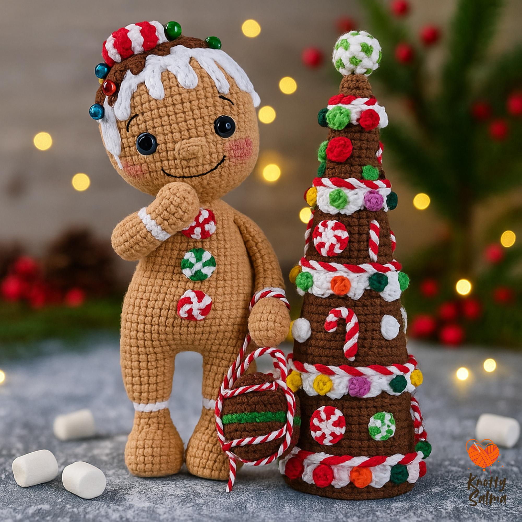 Gingerbread Man & Candy Tree Crochet Pattern: Christmas Amigurumi (PDF ...