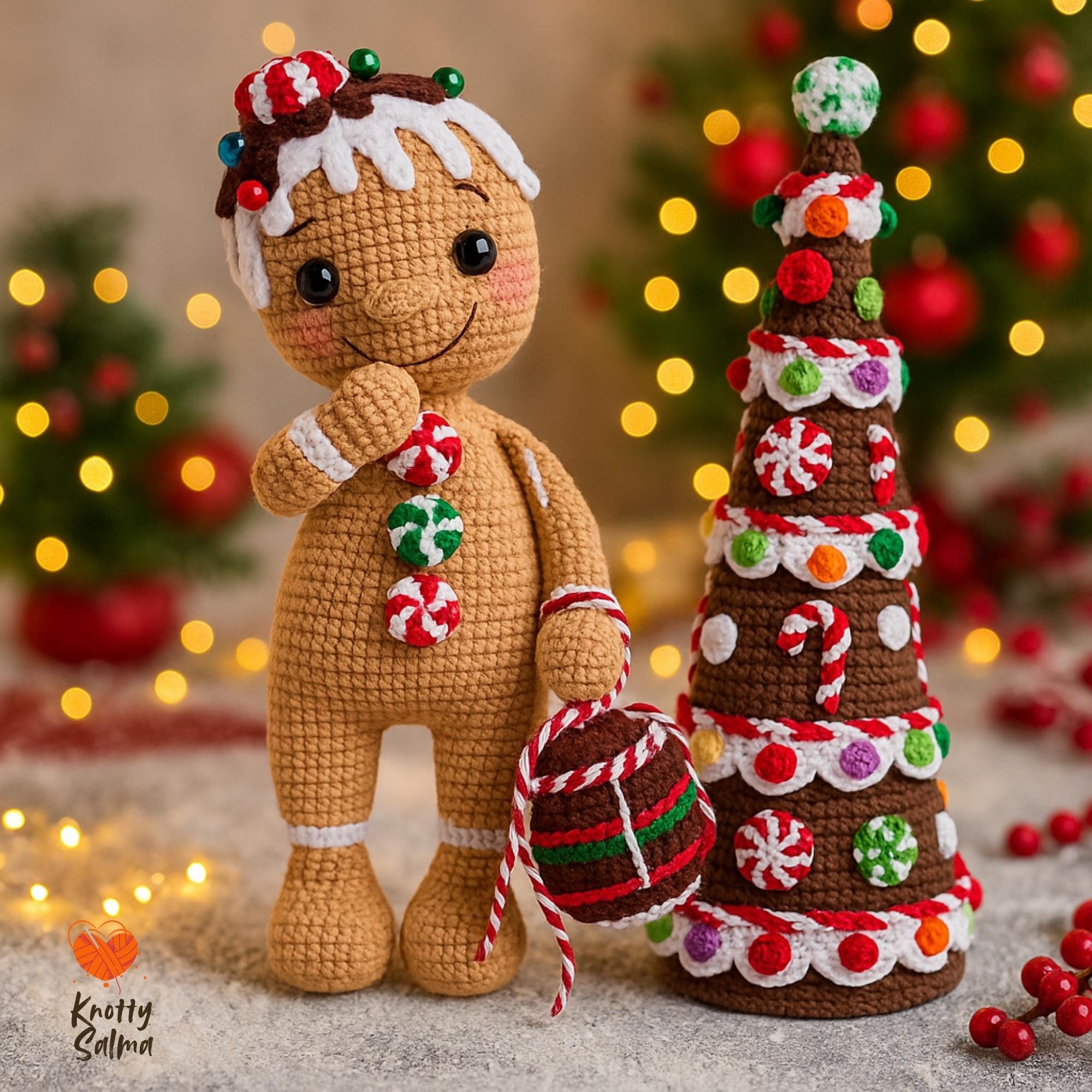 Gingerbread Man & Candy Tree Crochet Pattern: Christmas Amigurumi (PDF ...