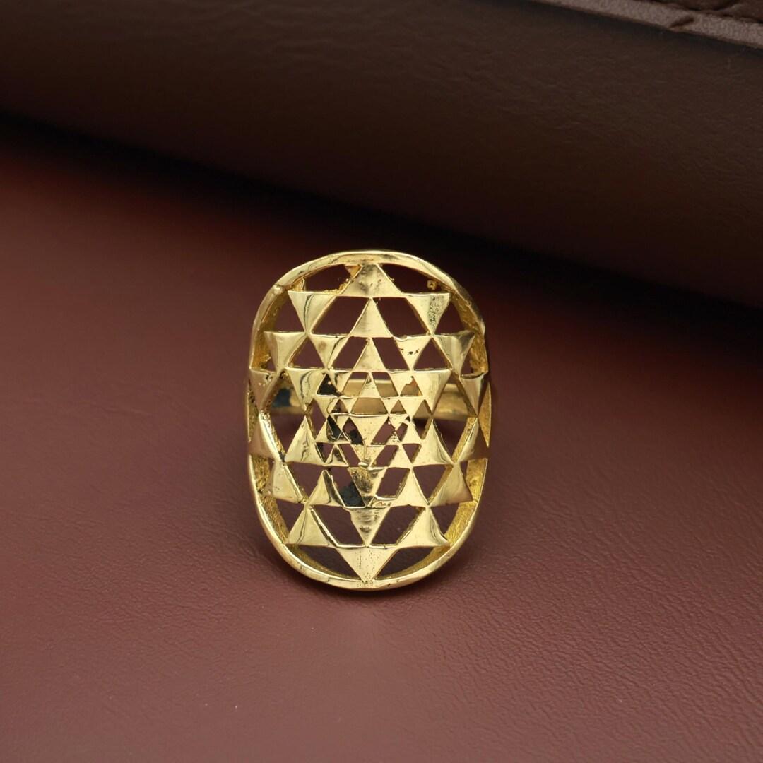 Sri Yantra Gold Ring • Sacred Geometry Jewelry • Spiritual Protection ...