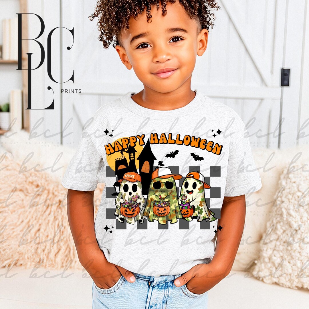 Boo Ghost Halloween PNG, Halloween Ghost PNG, Checker Retro, Ball Cap ...