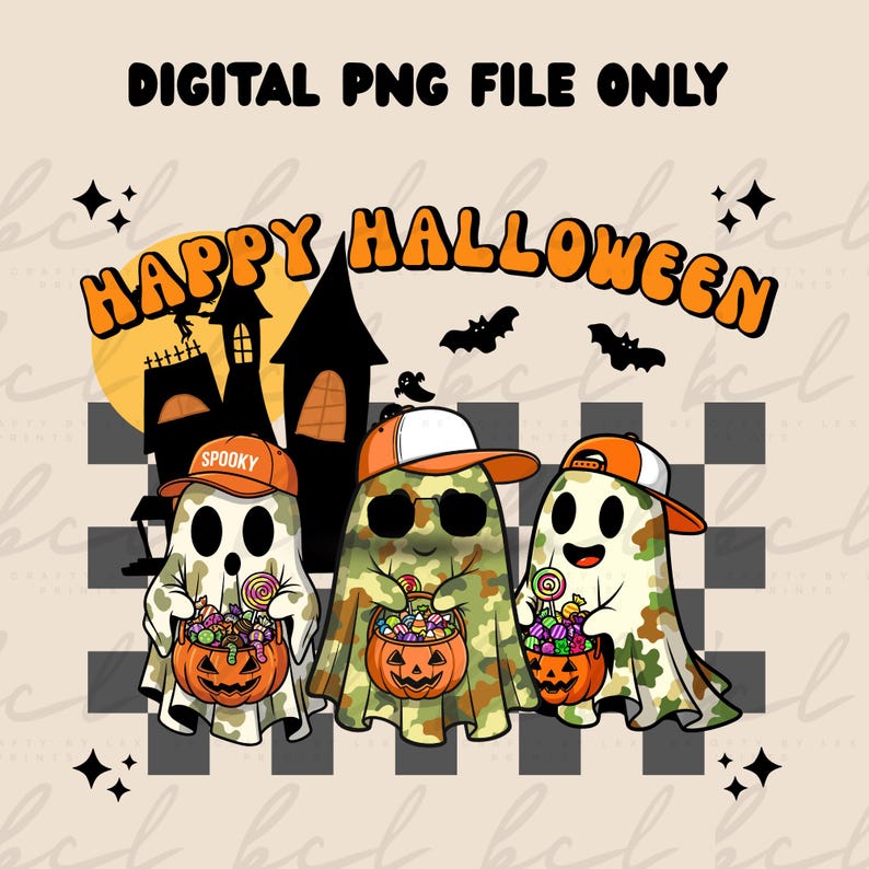 Boo Ghost Halloween PNG, Halloween Ghost PNG, Checker Retro, Ball Cap ...