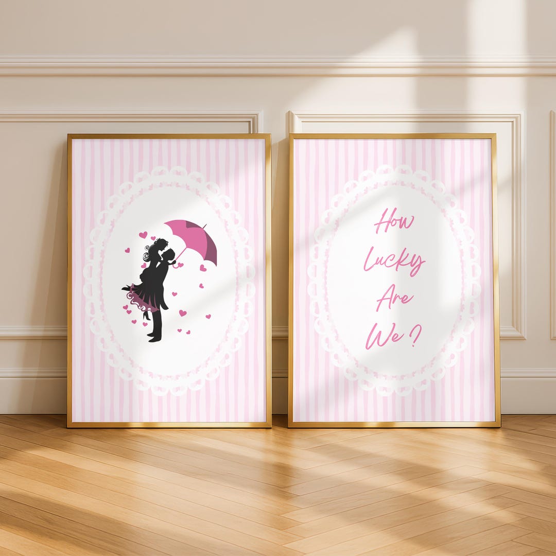 Valentine’s Day Wall Art Set of 2, Romantic Pink Couple Print, Love ...