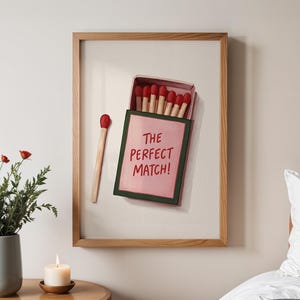 The Perfect Match Printable, Matchbox Wall Art, Valentine Poster, Retro ...