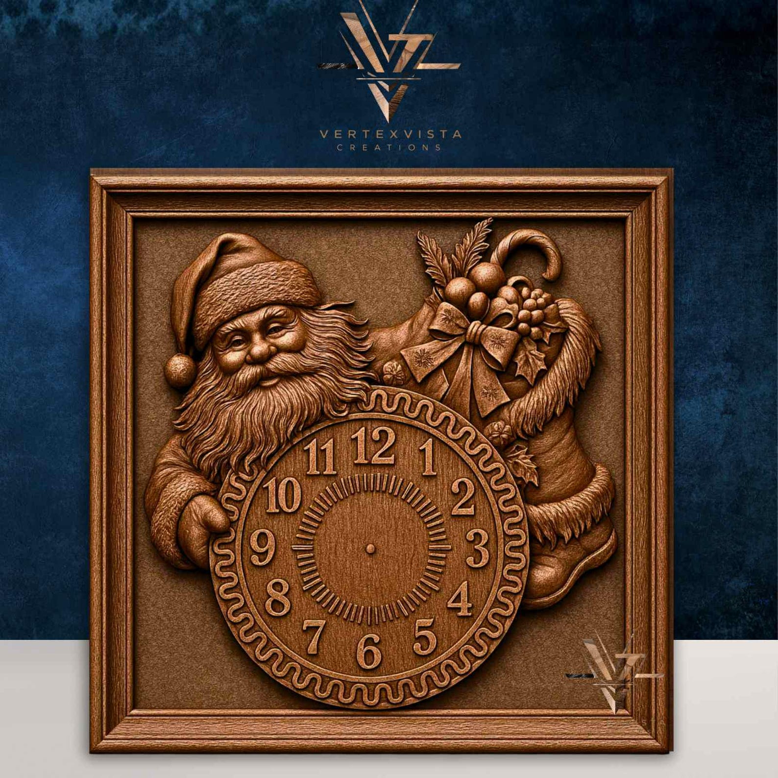 Santa Clock STL – 3D CNC Christmas Relief Model – Festive Holiday ...