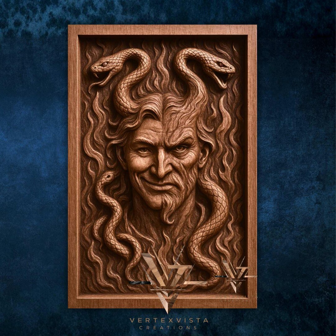Serpent Sorcerer Bas-relief STL | Dark Fantasy Snake Hair 3D Model ...