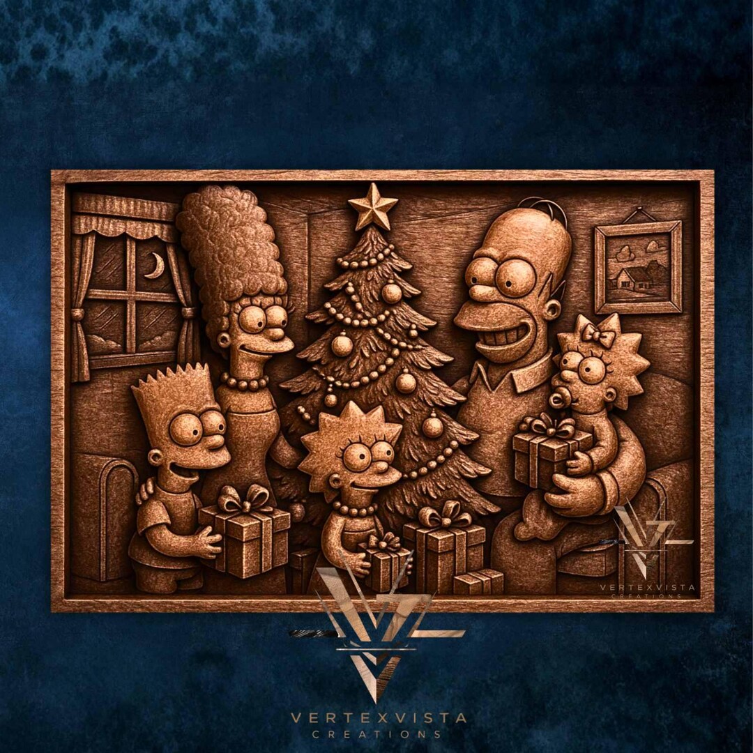 Simpsons Christmas STL – Holiday Family Scene CNC File – Cartoon Wood ...