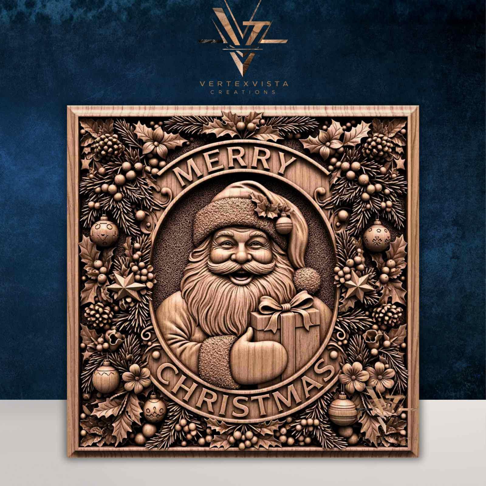 Santa Claus STL Relief Model – 3D Christmas CNC Carving File – Festive ...