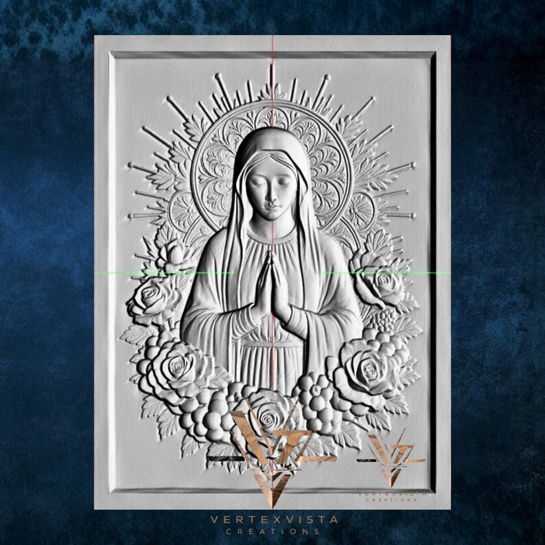 Virgin Mary STL Relief • Holy Mother 3D Model for CNC • Catholic Icon ...