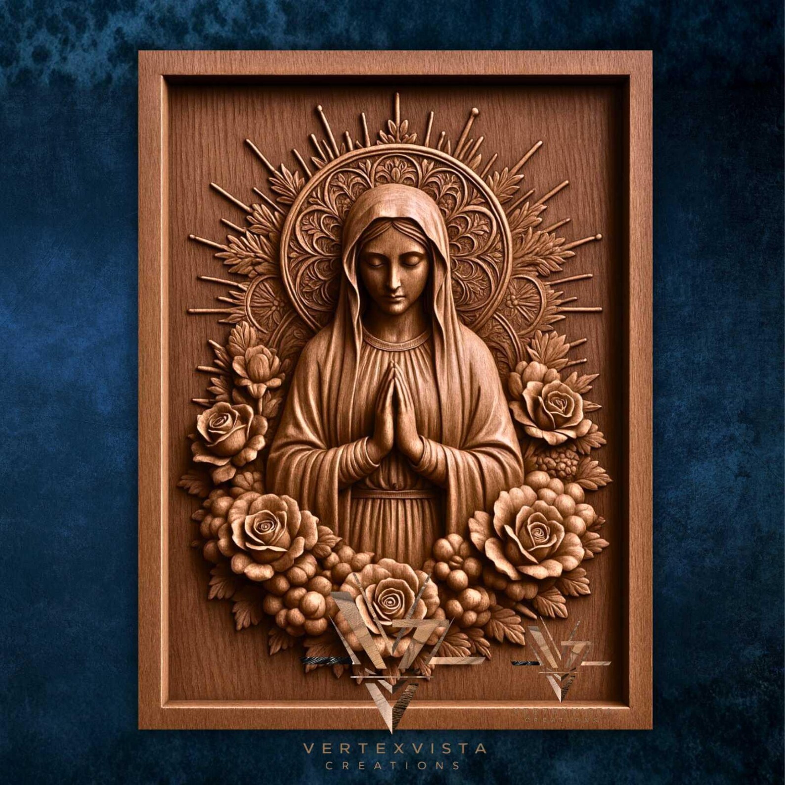 Virgin Mary STL Relief • Holy Mother 3D Model for CNC • Catholic Icon ...