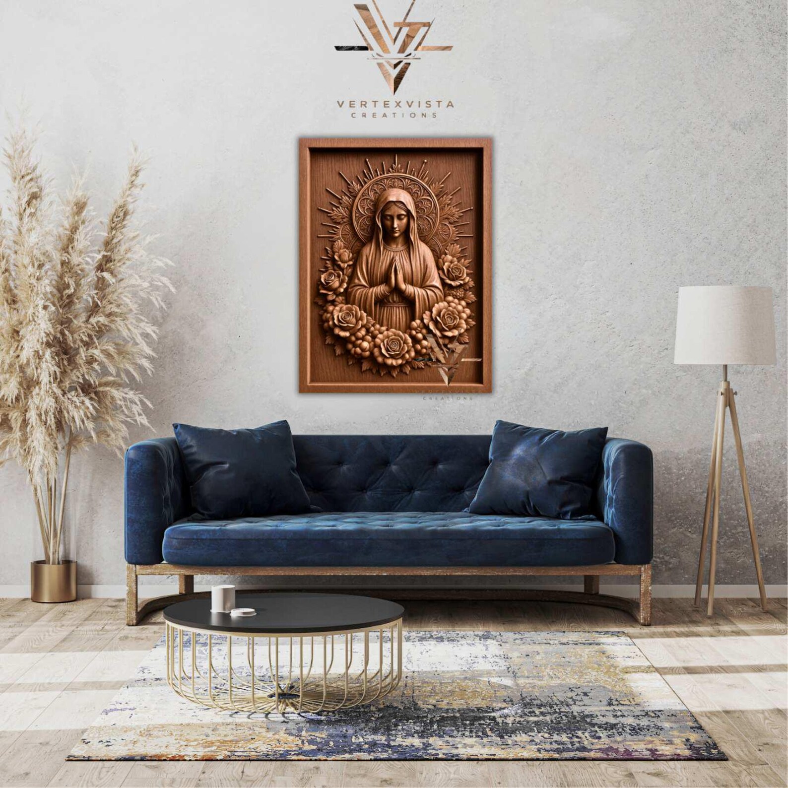 Virgin Mary STL Relief • Holy Mother 3D Model for CNC • Catholic Icon ...
