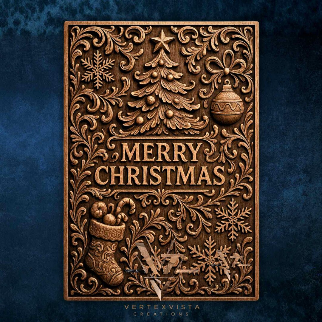 Merry Christmas STL File – 3D CNC Relief Panel With Tree & Ornaments ...
