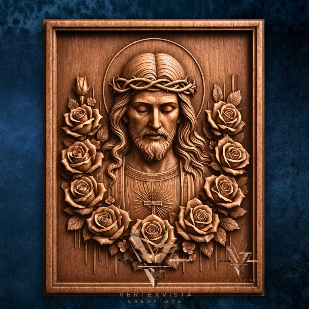 Jesus Christ STL File | Sacred Heart Bas Relief | Christian CNC Wood ...