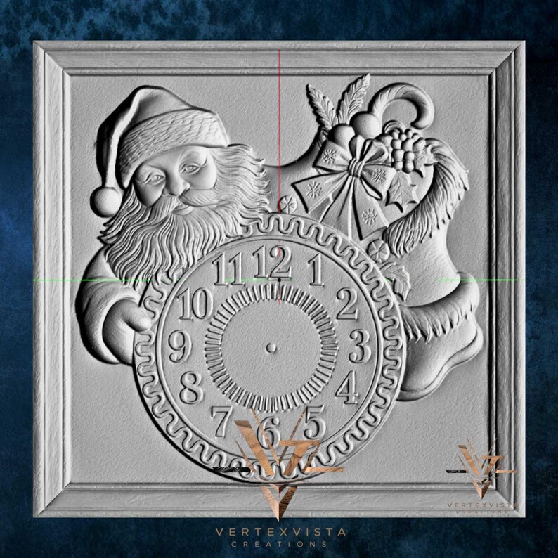 Santa Clock STL – 3D CNC Christmas Relief Model – Festive Holiday ...