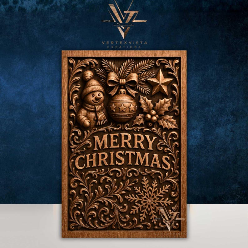 Merry Christmas STL Model – 3D CNC Relief With Snowman, Ornament & Star ...