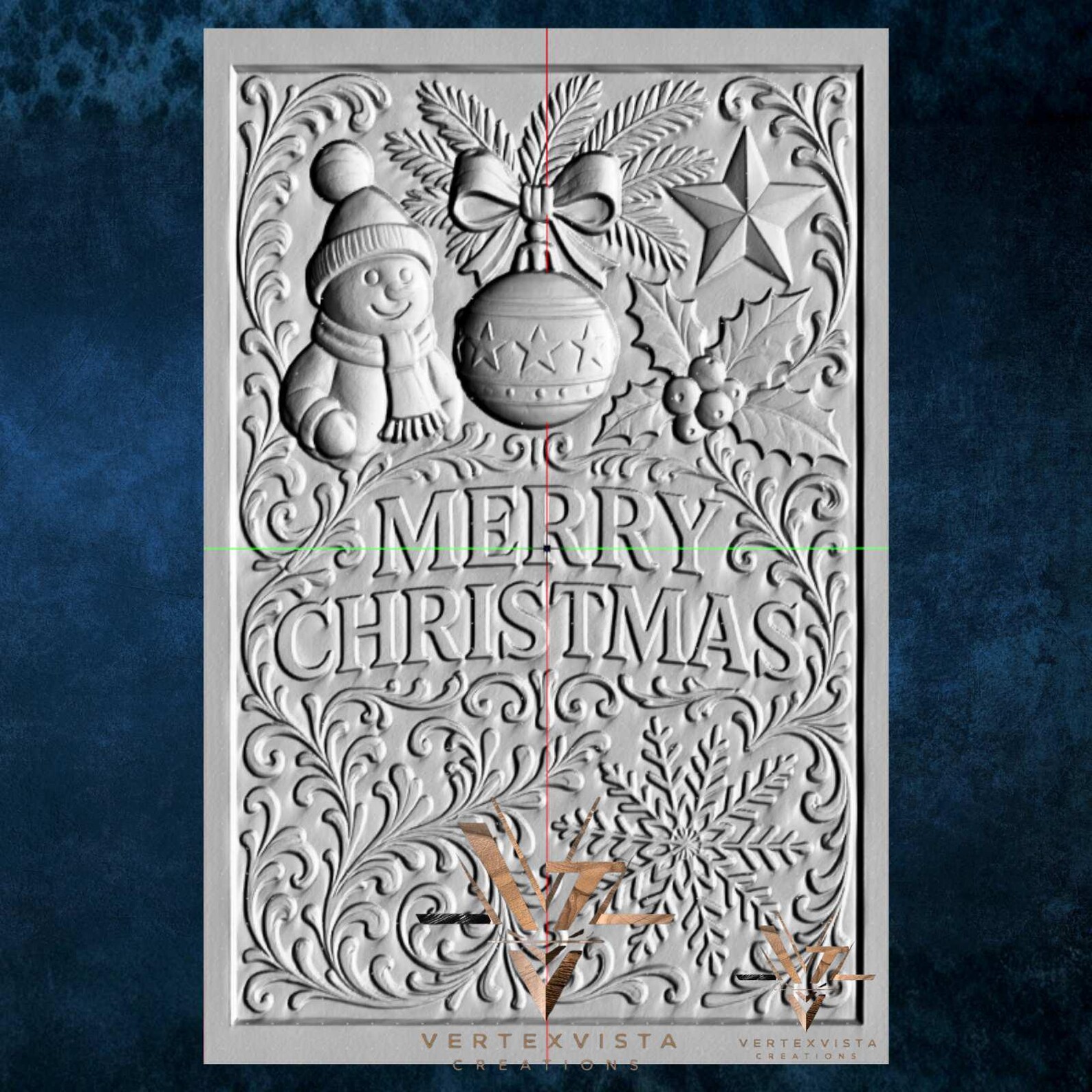 Merry Christmas STL Model – 3D CNC Relief With Snowman, Ornament & Star ...