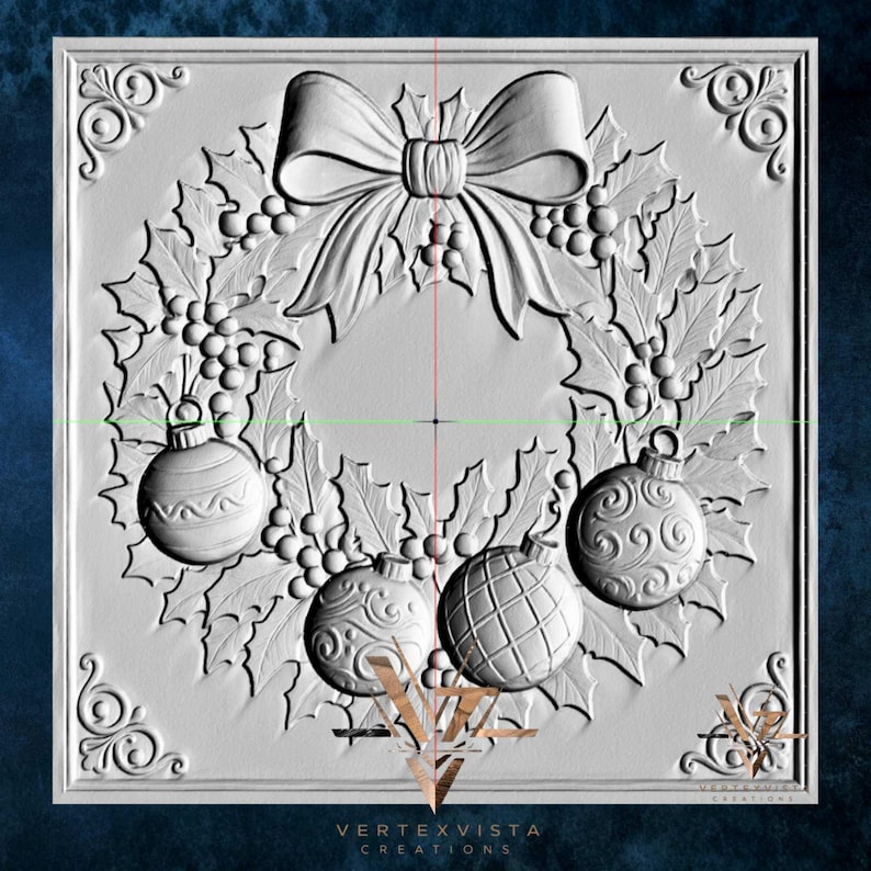 Christmas Wreath STL Relief Model – 3D CNC Carving File With Bow ...