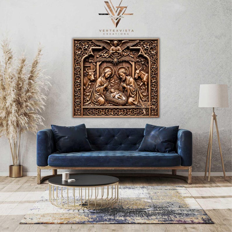 Nativity Scene STL File – 3D CNC Relief With Mary, Joseph, Baby Jesus ...