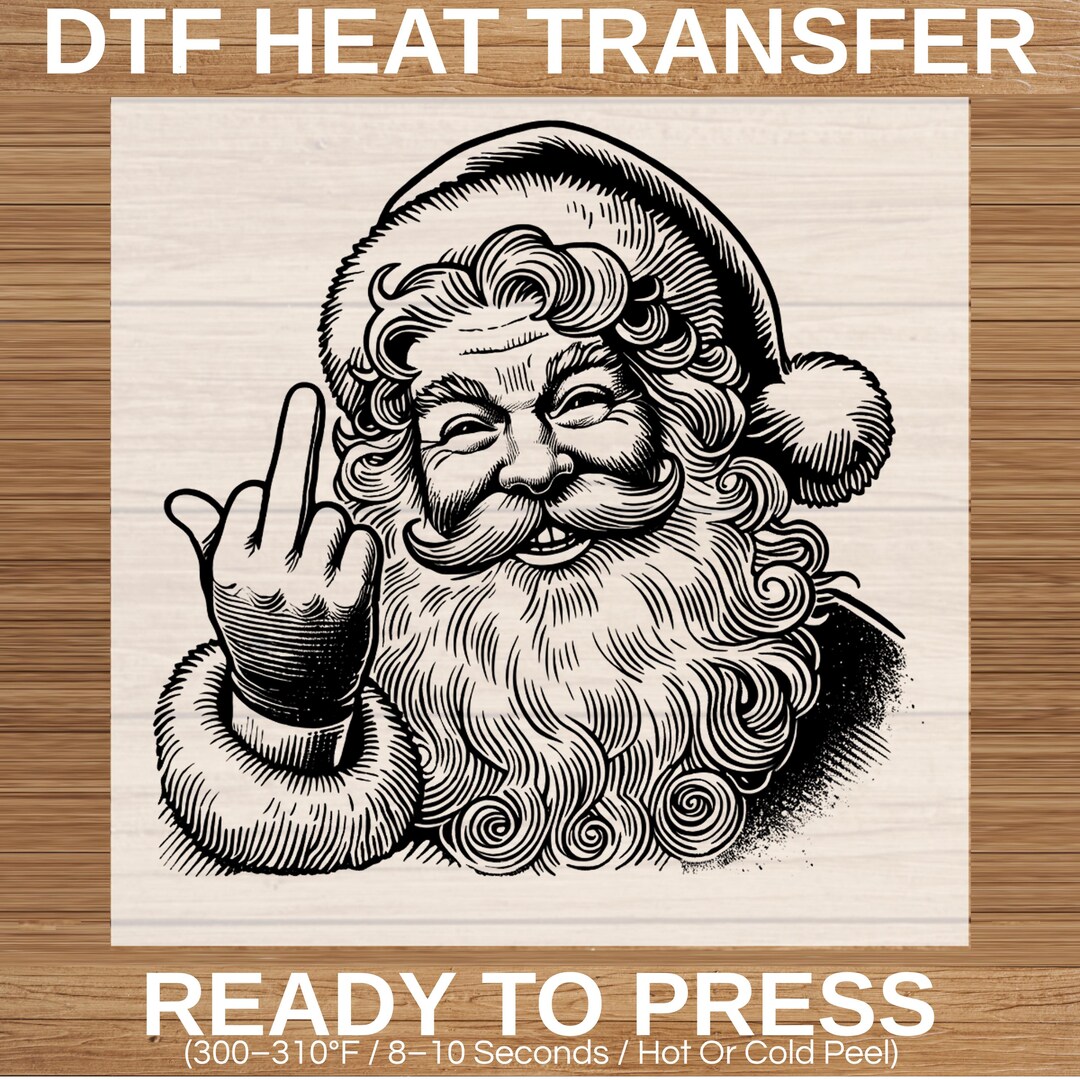 Santa Middle Finger DTF Heat Transfer - Etsy