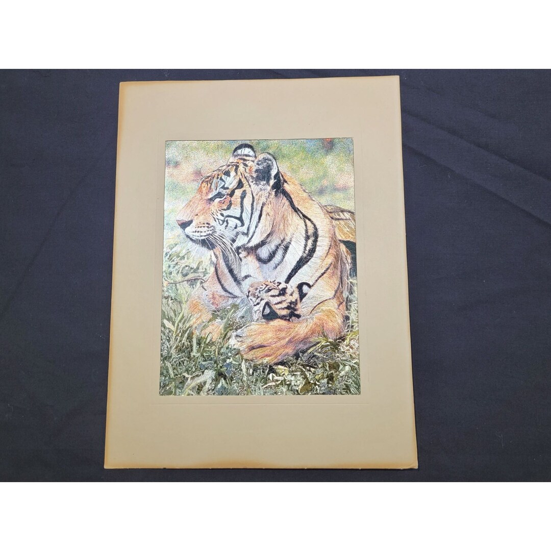Vintage FJ Warren Foil Print Dufex Tiger and Cub Jungle Art - Etsy
