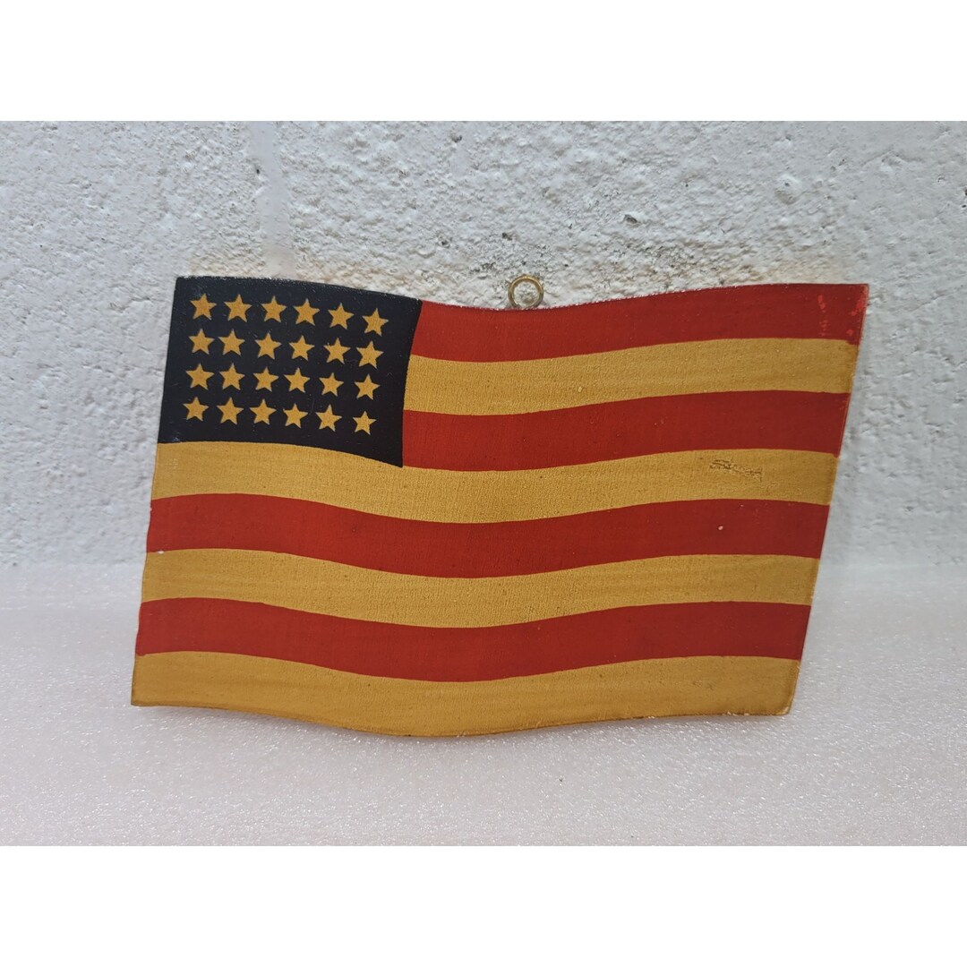 Vintage Wooden American Flag Wall Hanger Plaque 5-7/8" X 3-3/4 ...