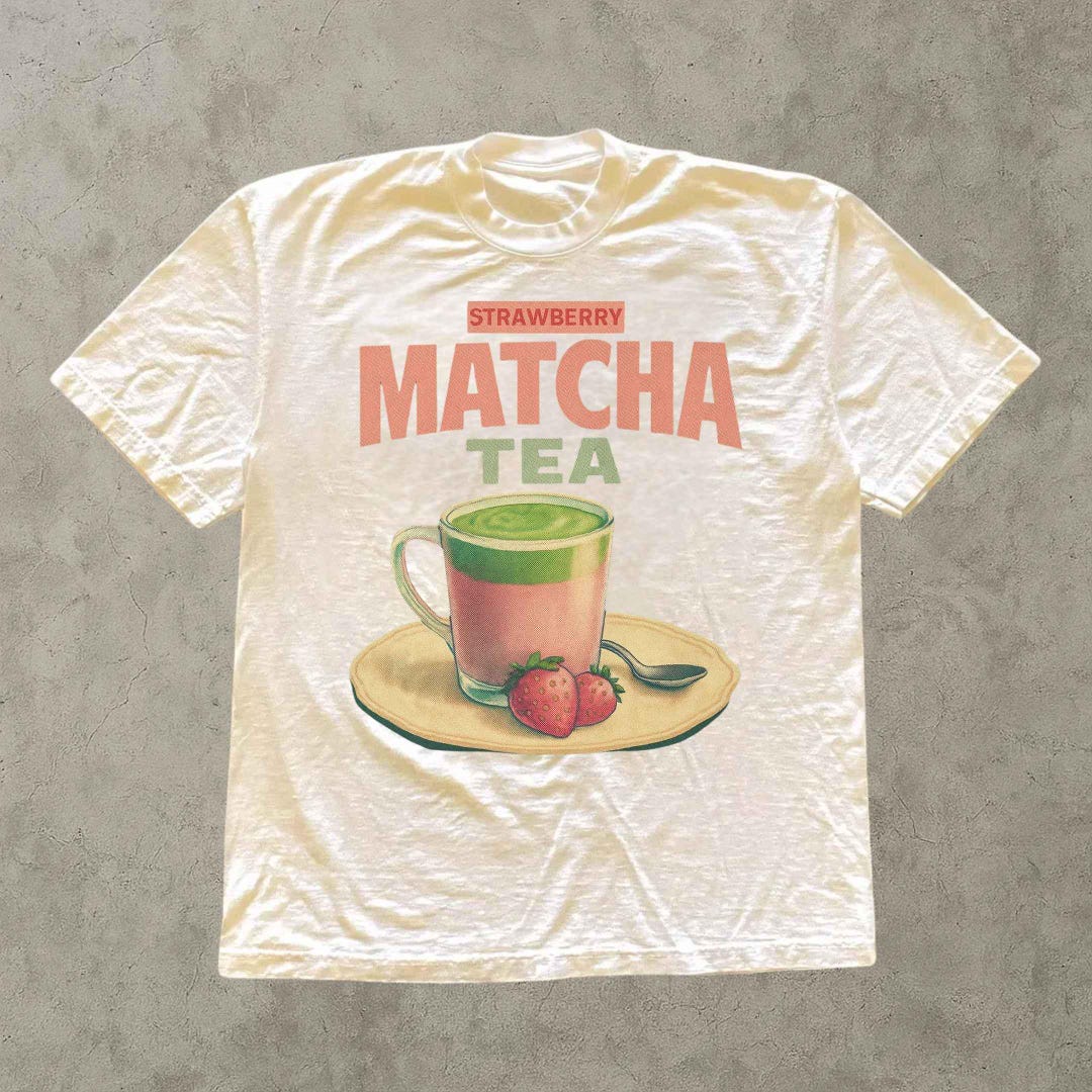 Strawberry Matcha Shirt | Vintage Green Tea Tee for Matcha Lovers ...