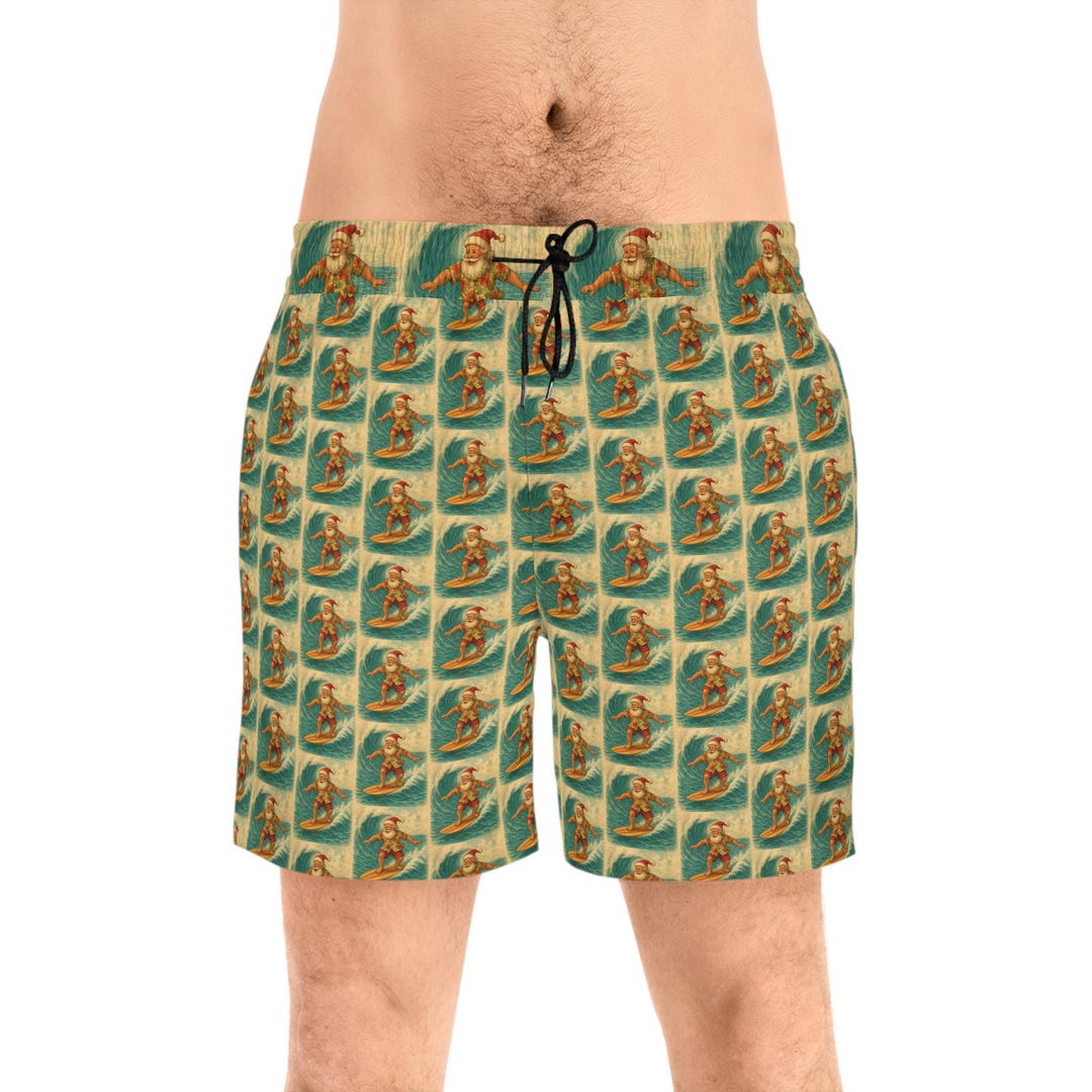 Surfing Santa Swim Trunks - Etsy