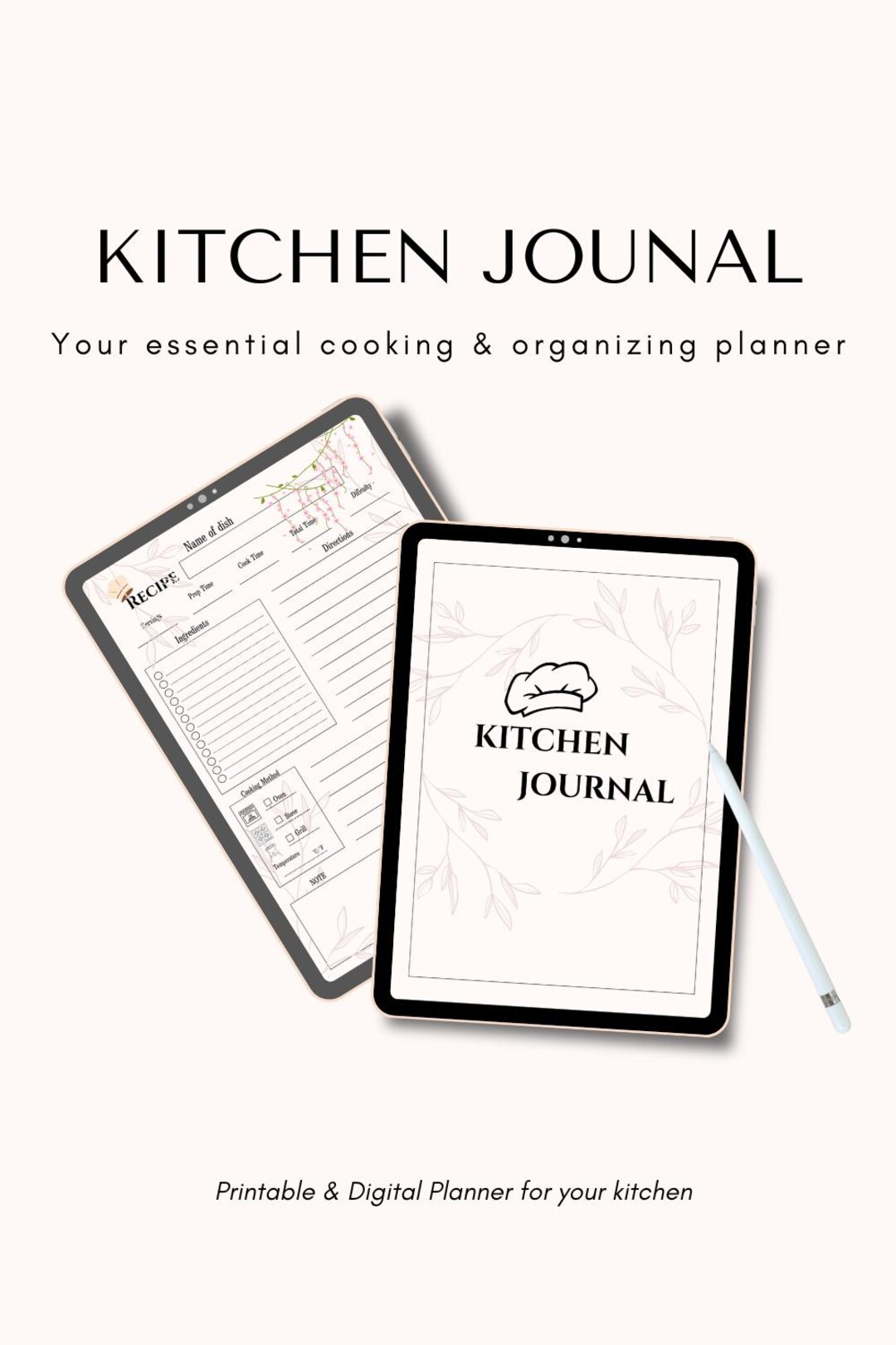 Kitchen Journal/ Digital Recipe Planner/ Seasonal Cooking Organizer ...