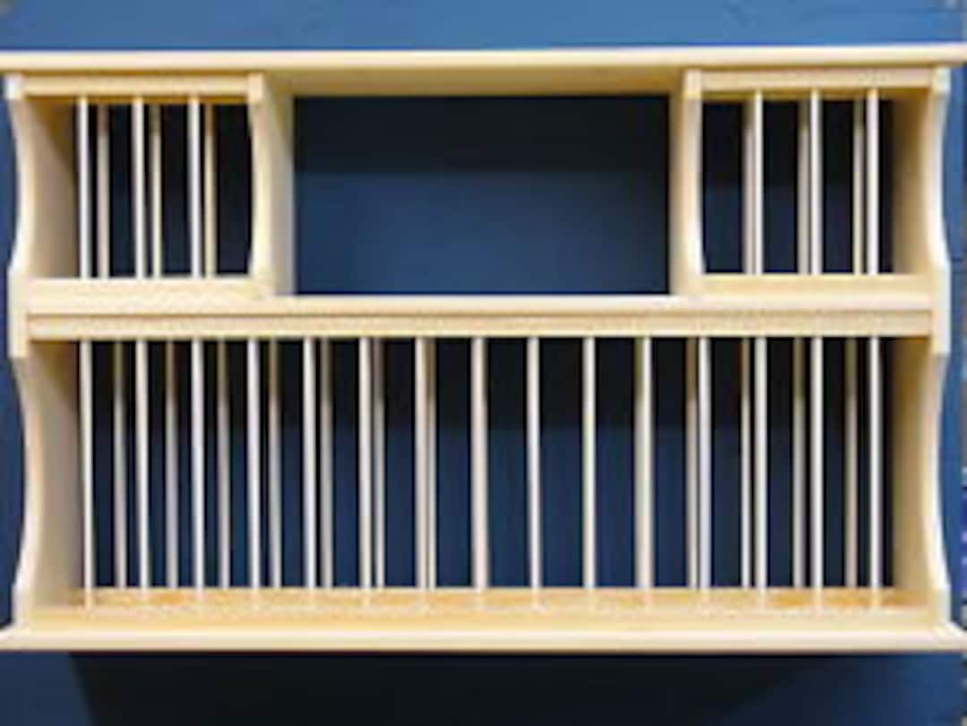 New English Style Cabinet Wood Plate Dish Rack Mugs Glasses Pottery ...