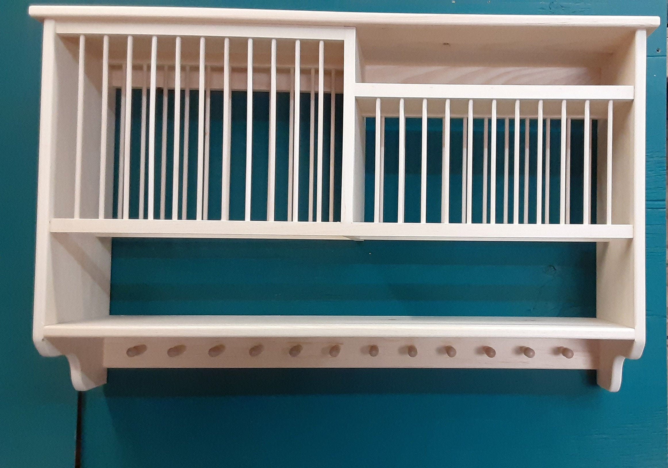 Shaker peg Kitchen Window Plate rack shelf wood dish cabinet for plates ...