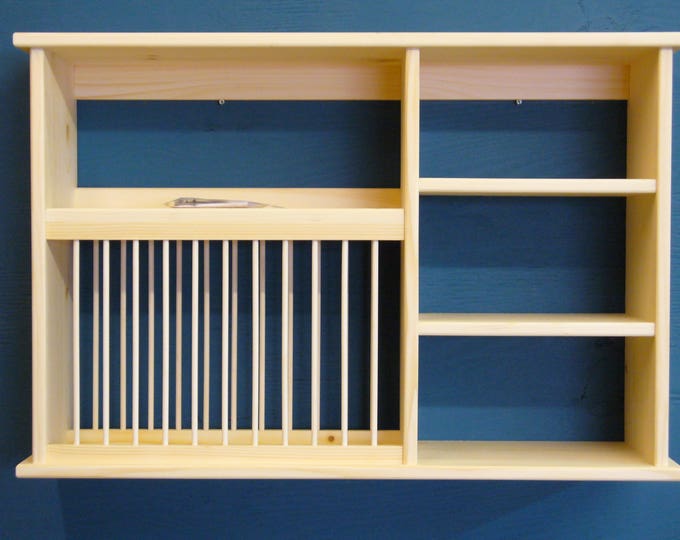 Triple Shelf Wood Plate Dish Rack Glasses Spices Organizer Kitchen ...