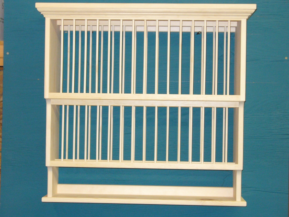 2tier Crown Molding Moulding Wood Cup Plate Dish Rack ART Shelf Cabinet ...