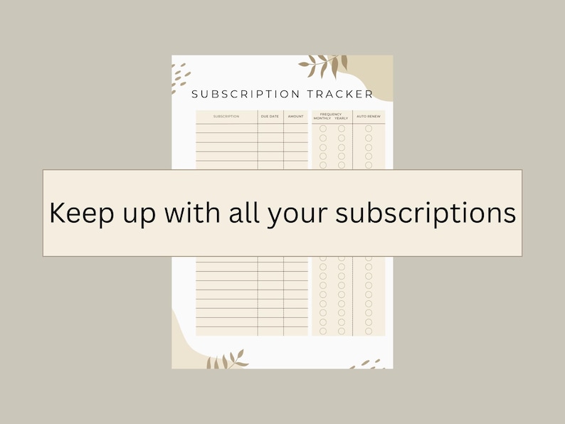 Printable Subscription Tracker | Recurring Payments Log | Budget ...