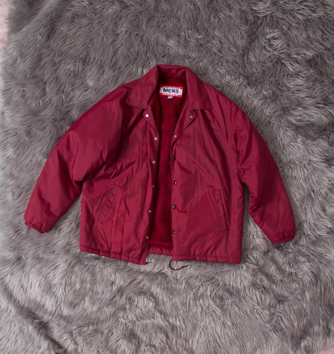 80s 90s Vintage Burgundy Nylon Coaches Jacket / Mens Xlarge - Etsy