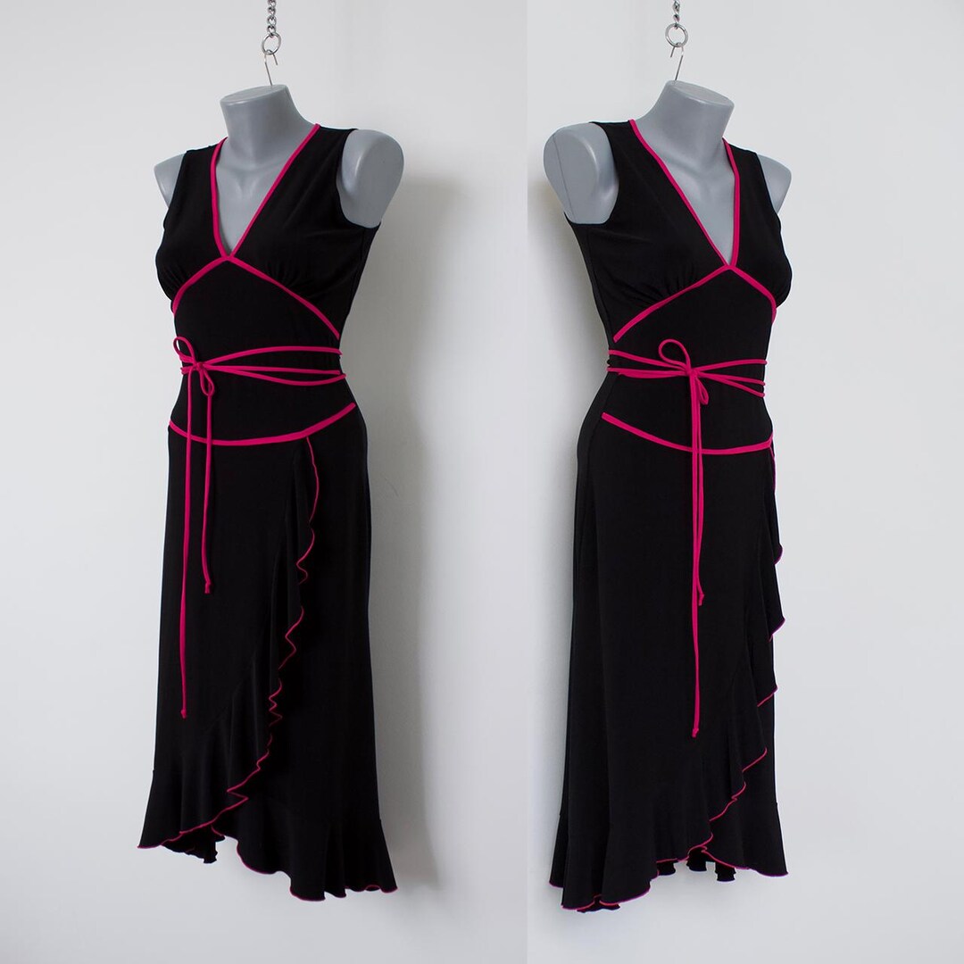 Y2k Pink and Black Vintage Wet Seal Ribbon Midi Dress - Etsy