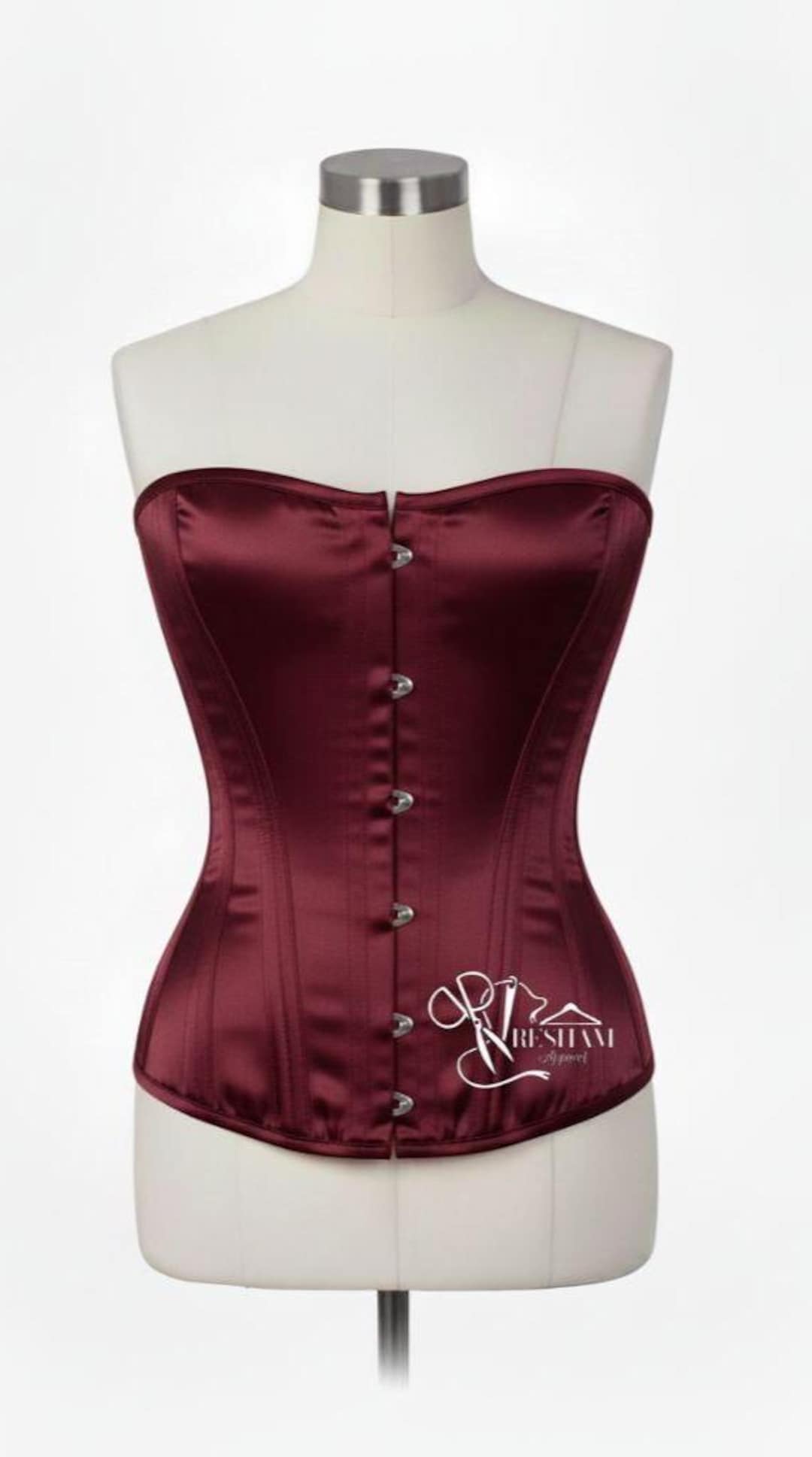 Women Handmade Satin Steel Over Bust Waist Trainer Boned Corset ...