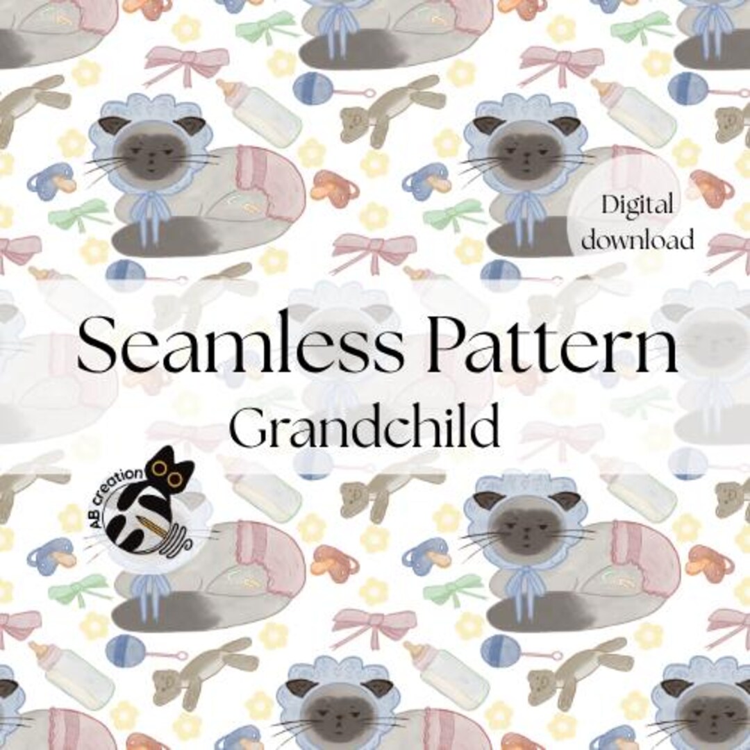 GRANDCHILD Seamless Pattern Digital Download - Etsy