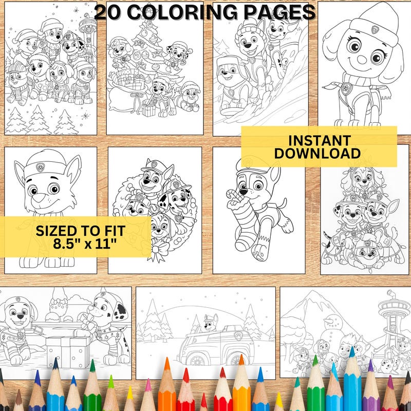 Dog Themed Coloring Pages - Etsy