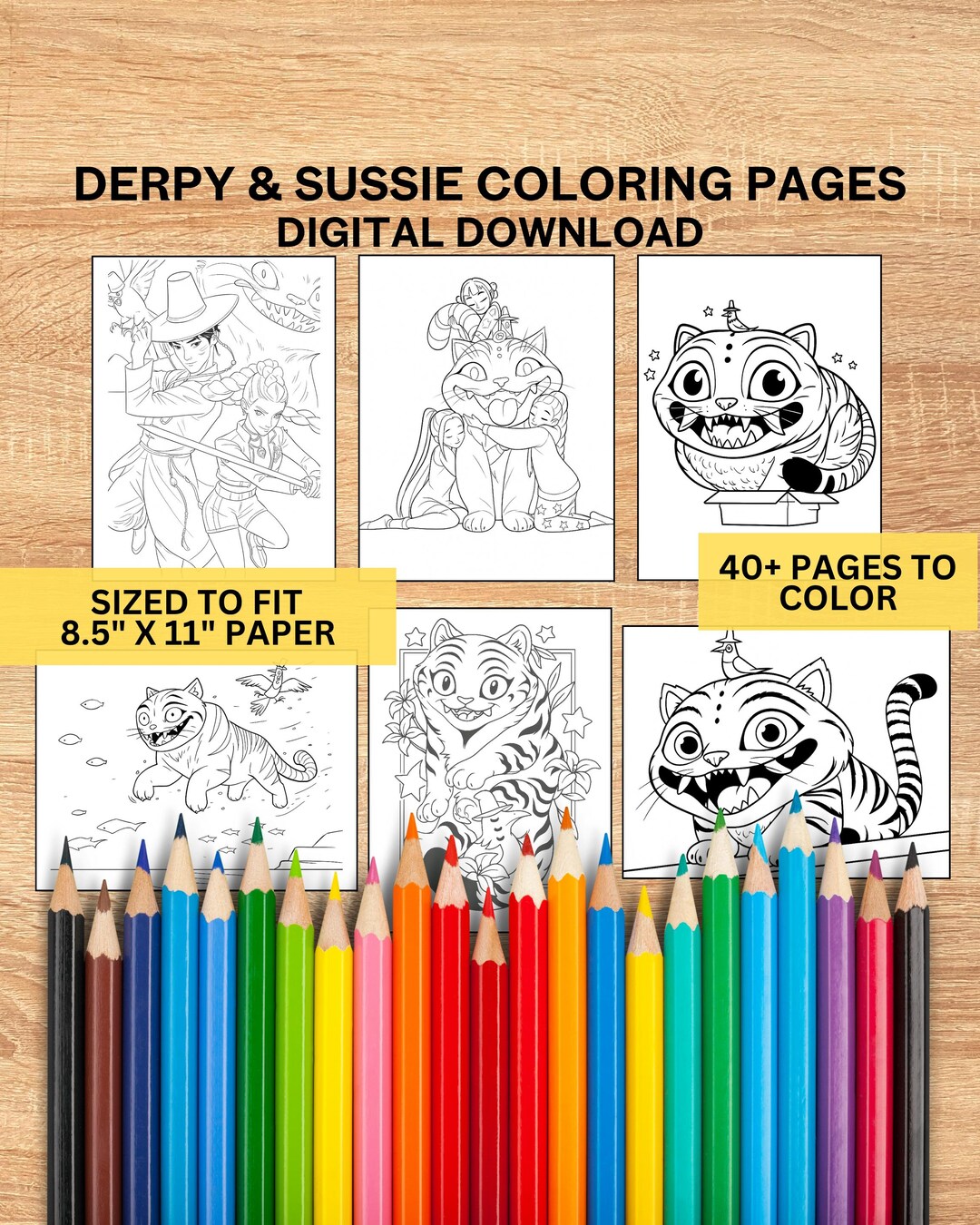 Derpy & Sussie Kpop Demon Hunters 40+ Pages Coloring Activity Book PDF ...