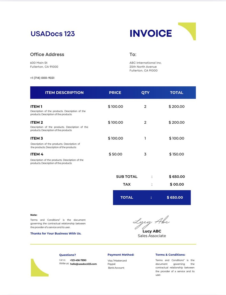 5 Editable Invoice Templates - Etsy