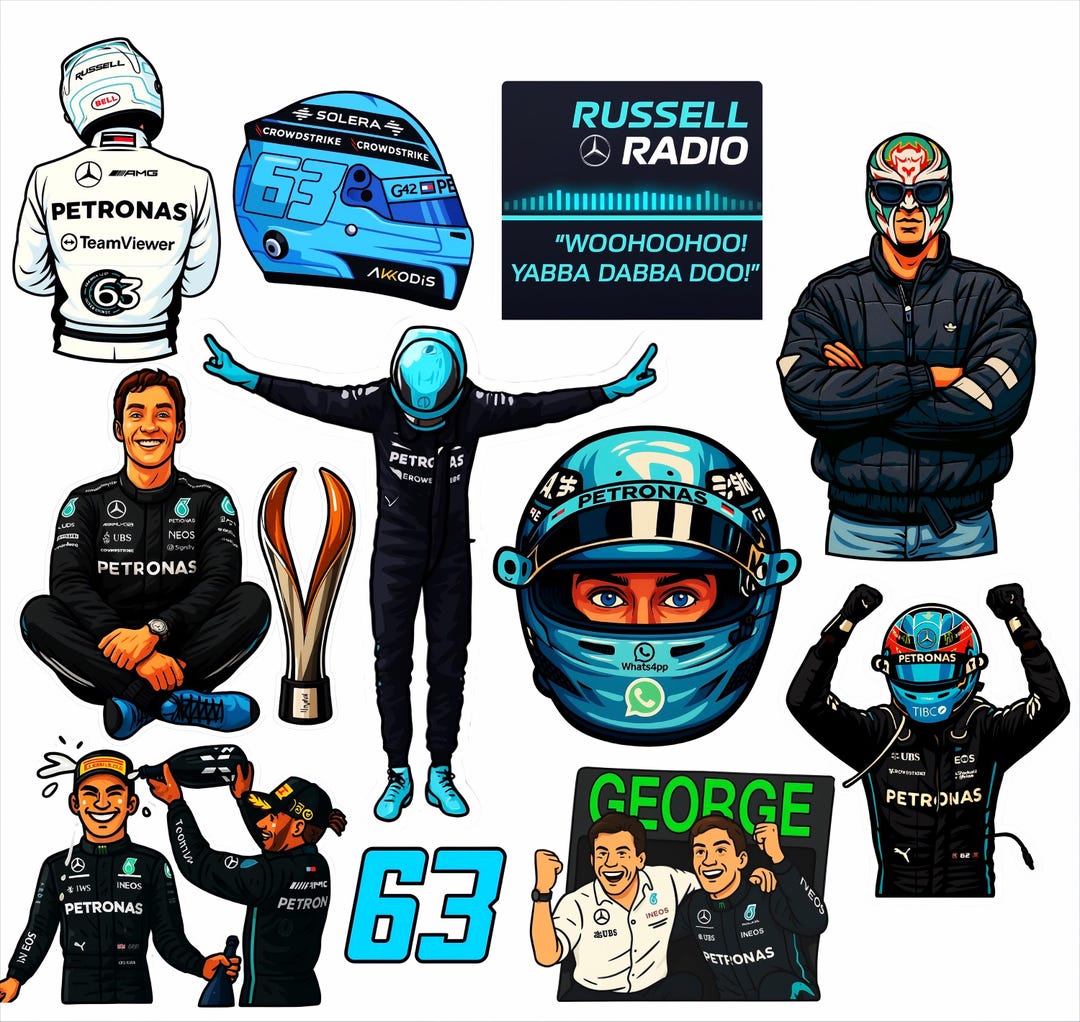 George Russell Sticker Pack (11 Stickers) - Etsy