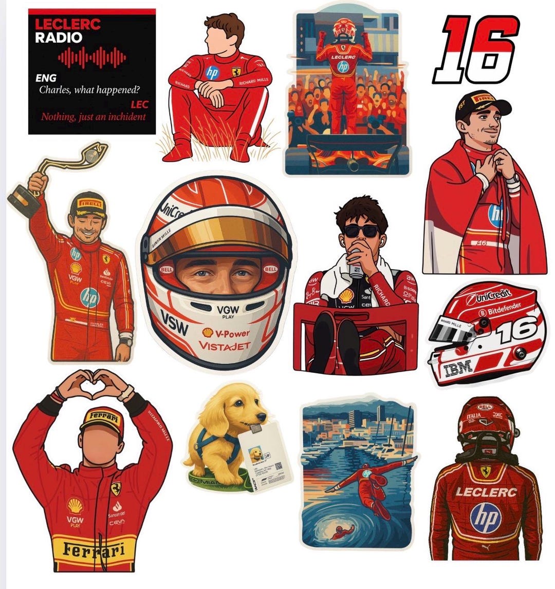 Charles Leclerc Sticker Pack (13 Stickers) - Etsy