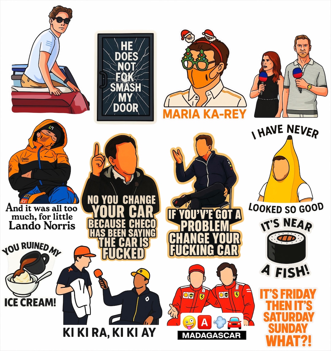 F1 Meme Sticker Pack (13 Stickers) - Etsy