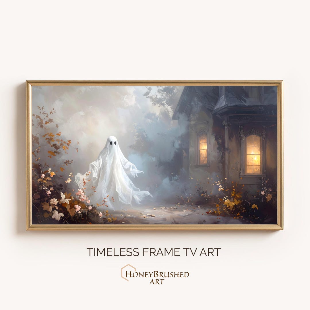 Haunted House Frame TV Art, Spooky Halloween Mansion Painting TV ...