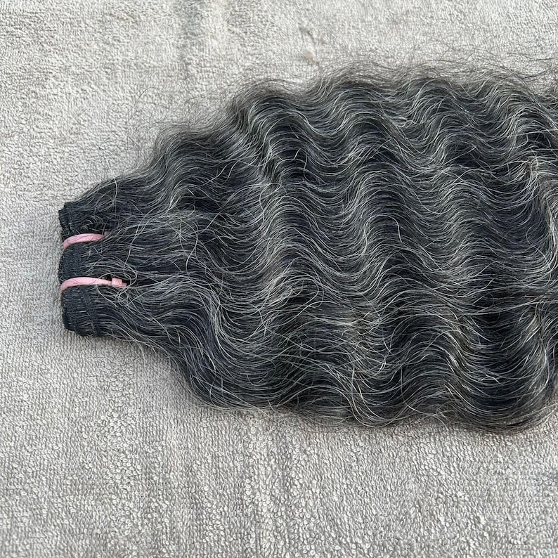 Dark Curly Grey Human Hair Bundles | Double Weft Extensions - Etsy