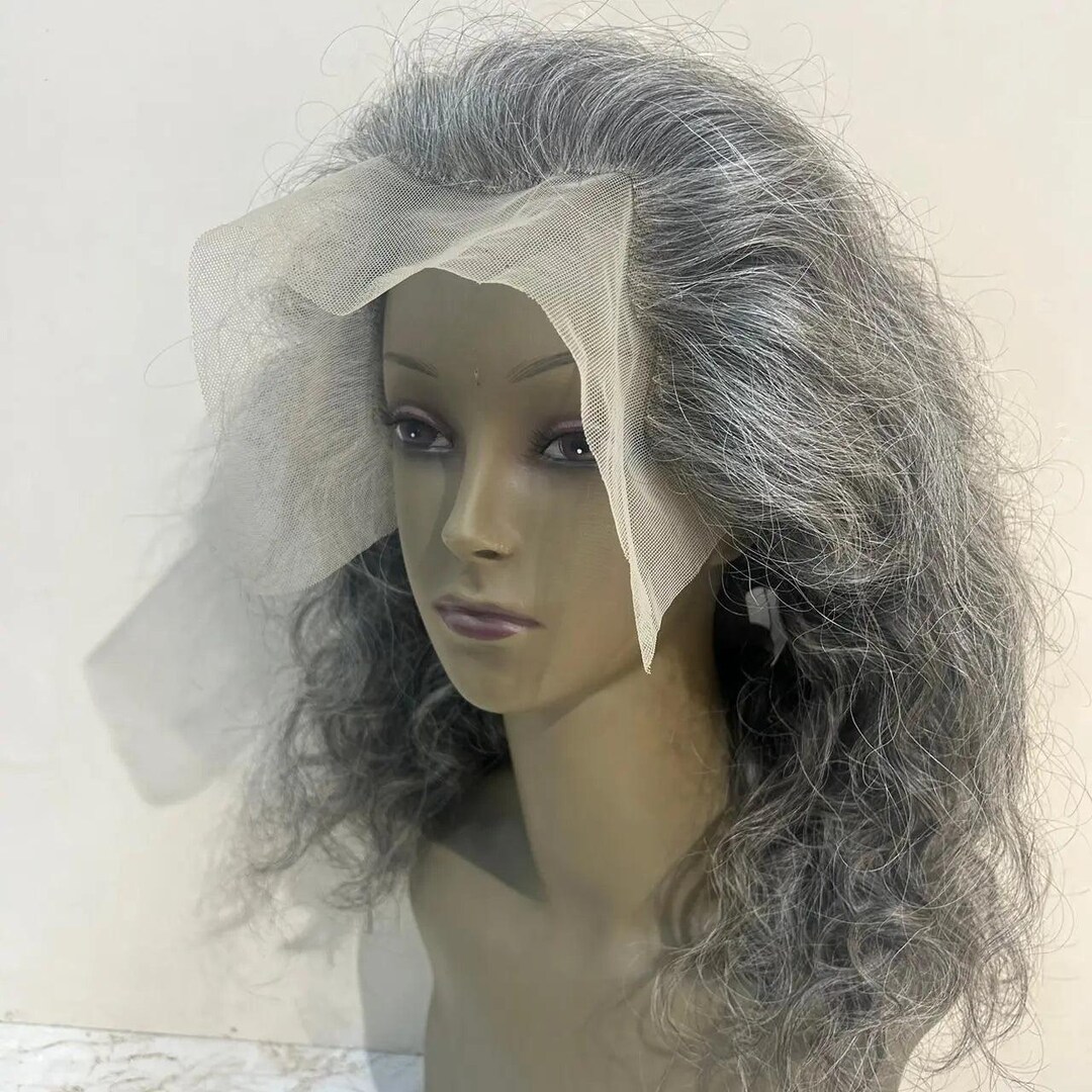 Lace Front Gray Human Hair Wigs - Etsy